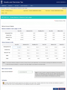 Procedure- GST Refund of Excess Balance in Electronic Cash Ledger