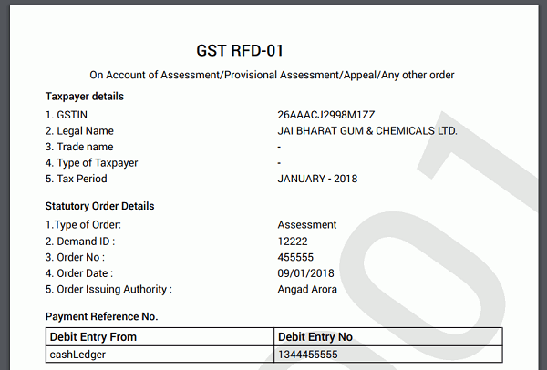 GST Refund on Account of Assessment/ Appeal/ other order
