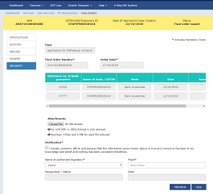 Provisional Assessment and Release of Security under GST