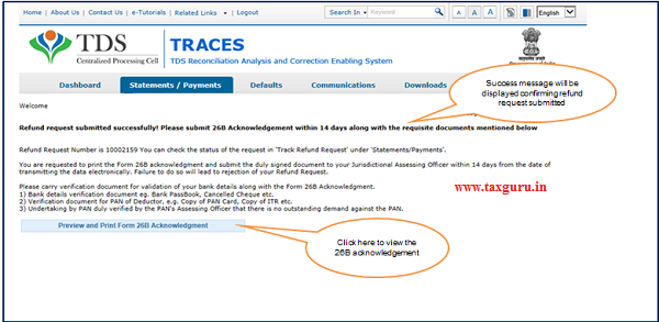 How to raise online request for TDS Refund