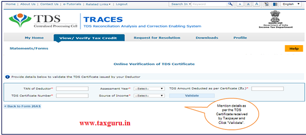 How deductee can Verify TDS certificate on TRACES