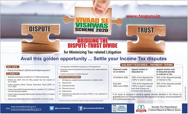Dispute Vivaad Se Vishwas Scheme 2020- Settle your Tax disputes