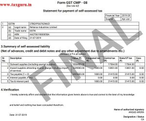 All about Filing of Form GST CMP-08