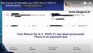 ITR Processing & Communication | AY 2020-21| Section 143(1) Intimation