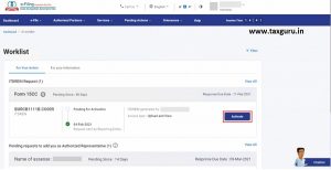 Dashboard and Worklist (Taxpayer) on Income Tax Website