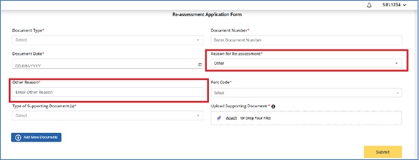Process of Re-Assessment On ICEGATE 2.0