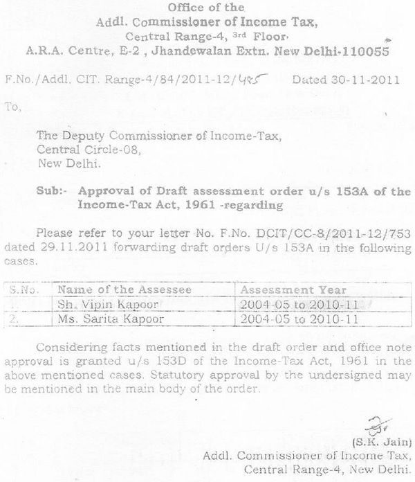 Granting of mechanical approval u/s. 153D without application of mind ...