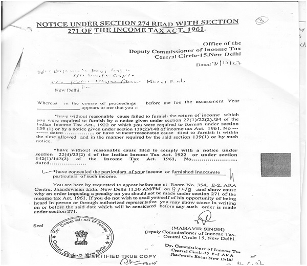 Penalty u/s. 271(1)(c) set aside as notice failed to specify specific ...