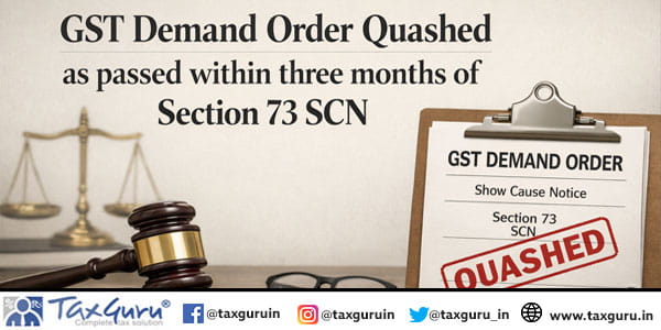 GST Demand Order Quashed as passed within within three months of ...