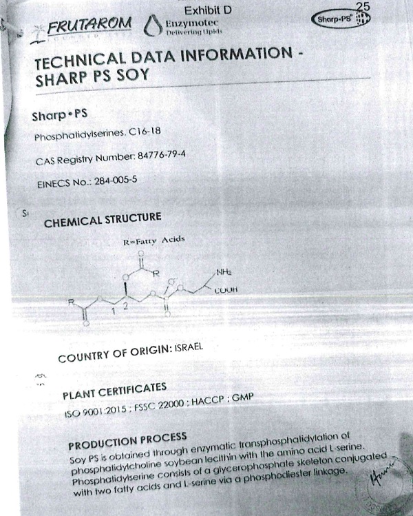 Phosphatidylserine Classifiable Under Chapter 29 Due to ...
